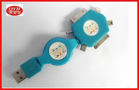 Multi Connectors Retractable Charging Cable 6-In-1 USB 2.0 Double Way Pull