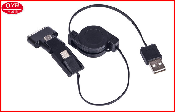 0.8m Transfer 3 in 1 Retractable charging cable With Mini Micro 30Pin Connector