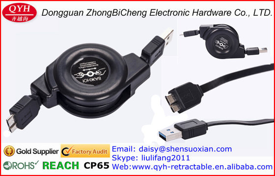 Computer Use Retractable Fast Charger Micro B Male Usb 3.0 Cable