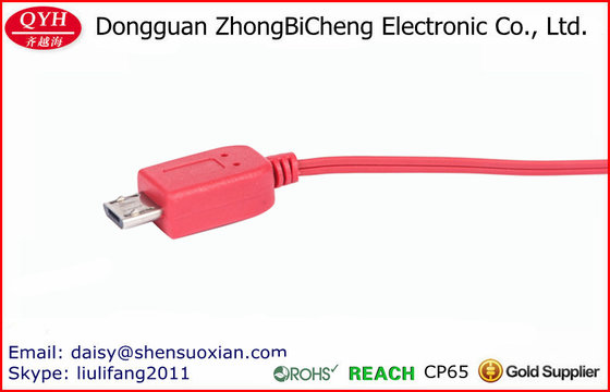 Red Color Two Sided Pull Sync Data Micro Retractable Usb Cable