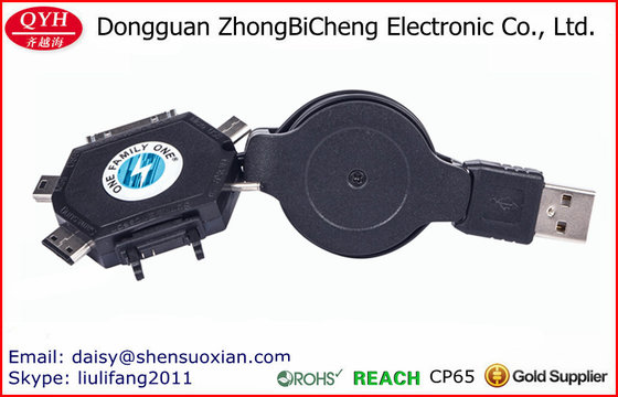 USB Multi Charge Retractable 6-in-1 Power Supply Flat Cable