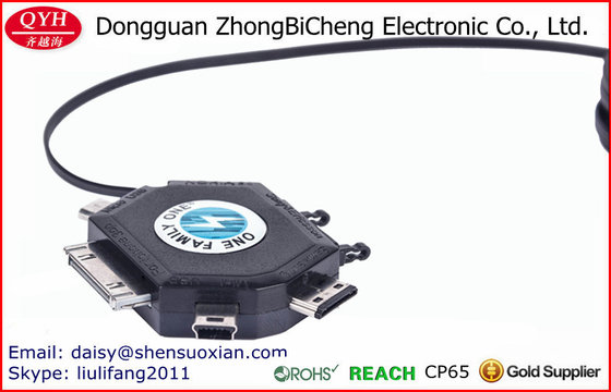USB Multi Charge Retractable 6-in-1 Power Supply Flat Cable