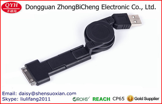 Multi-functional retractable mini usb micro usb 30pin usb 3 in 1 usb cable