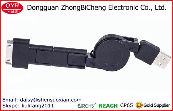 Multi-functional retractable mini usb micro usb 30pin usb 3 in 1 usb cable
