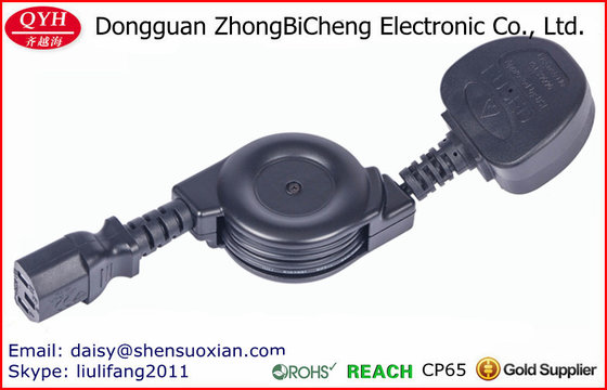 BS Standard Portable Retractable Laptop AC Power Cord