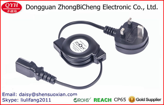 Portable 3 Prong 1.2M Retactable UK Power Cord
