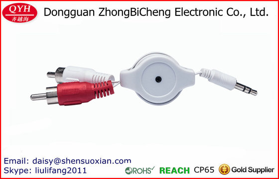 Double Sided Retractable 3.5DC TO 2RCA Stereo AV Cable