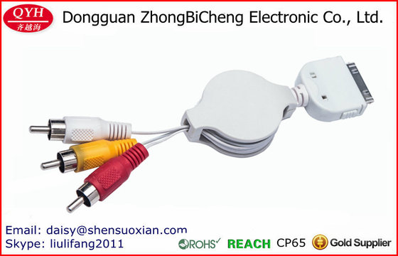 For Stereo Devices Retractable 30-Pin To 3rca Audio Cable