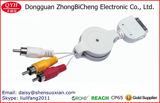 For Stereo Devices Retractable 30-Pin To 3rca Audio Cable