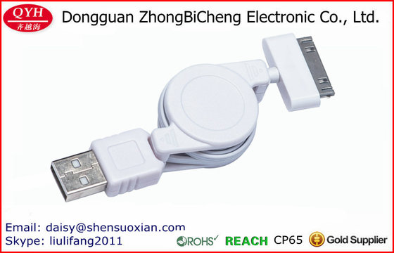 Retractable USB 2.0 To 30Pin Super Speed Data Sync Cable