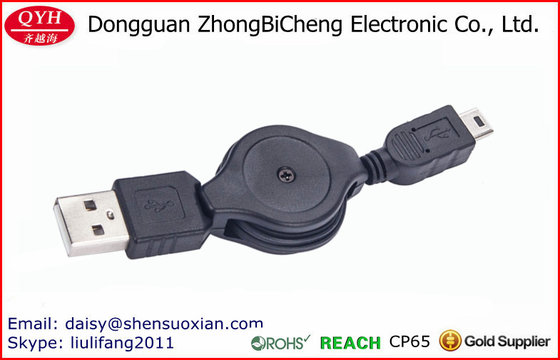 Black Double Way Extension Standard 5 Pin Mini usb Cable