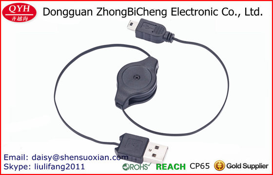 Black Double Way Extension Standard 5 Pin Mini usb Cable