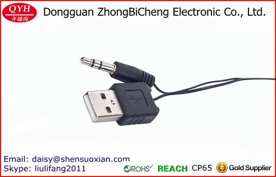 80cm Length Black Retractable Mini Usb To 3.5mm Jack Adapter Cable