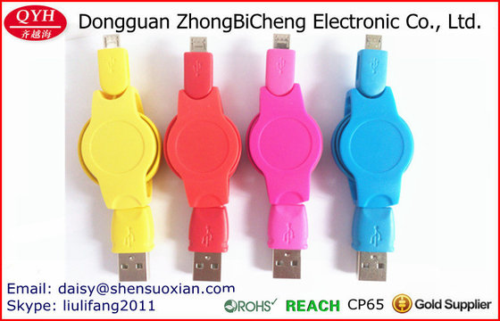 USB Colorful Retractable Micro Battery Charger Data Cable For Android Cell Phone