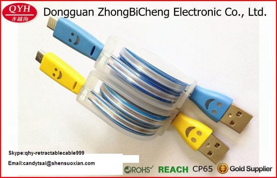 LED Light Retractable Smile Micro USB Charger Data Sync Cables