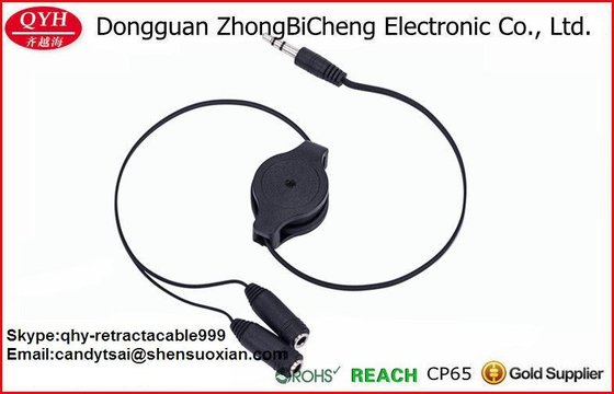 For Speakers/ Headphones 3.5MM Male To 2 Female Retractable Video Cable