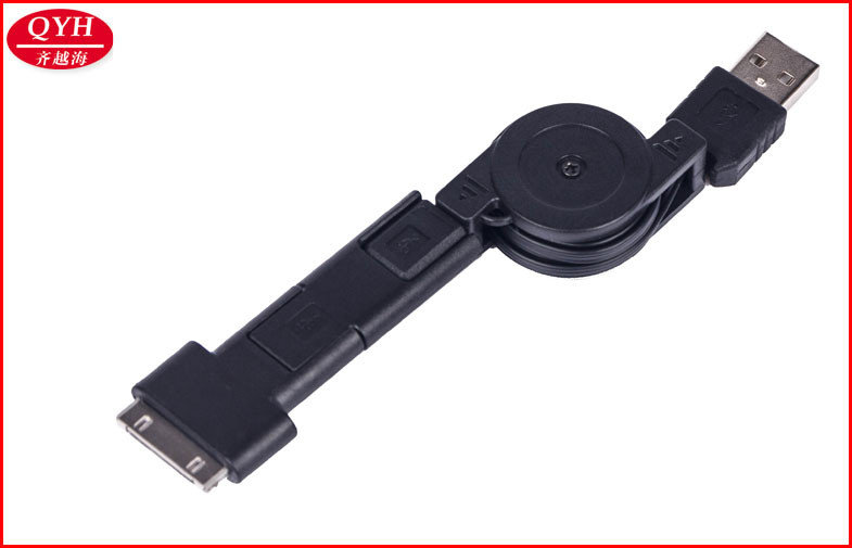 0.8m Transfer 3 in 1 Retractable charging cable With Mini Micro 30Pin Connector