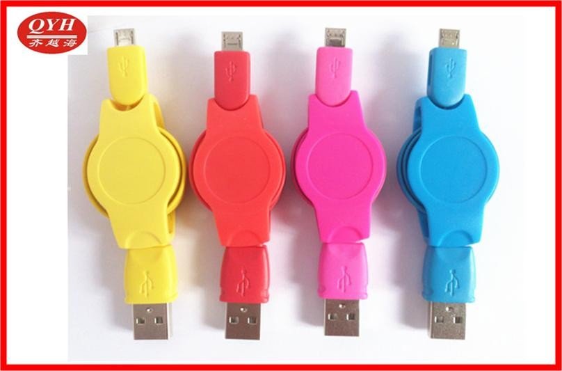 Mobile Phone Retractable Micro USB Cable Colorful Usb2.0 , High Speed