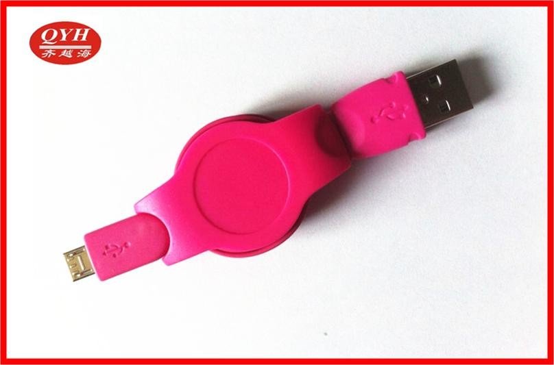 Android Phone Retractable Micro USB Cable Colorful ABS Two Way