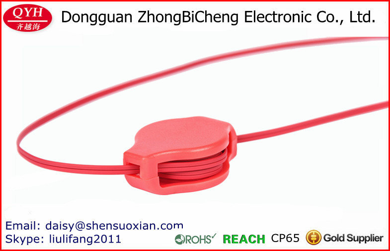Red Color Two Sided Pull Sync Data Micro Retractable Usb Cable