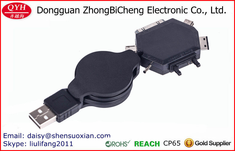 Wholesale Standard 2.0 USB retractable 6-in-1 usb charge only cable