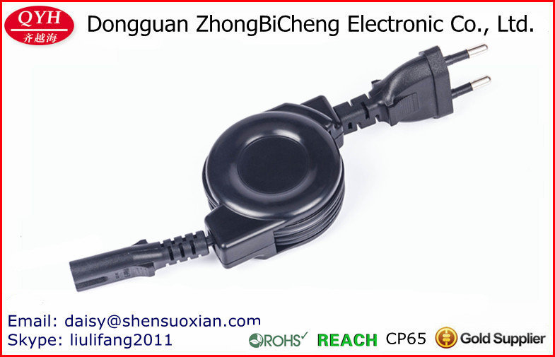 EU Standard Portable Custom Figure Eight Power Cord Extension Cable -Black