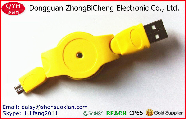 Colorful Retractable Charger Connector Flex Micro Usb Cable with Custom Logo
