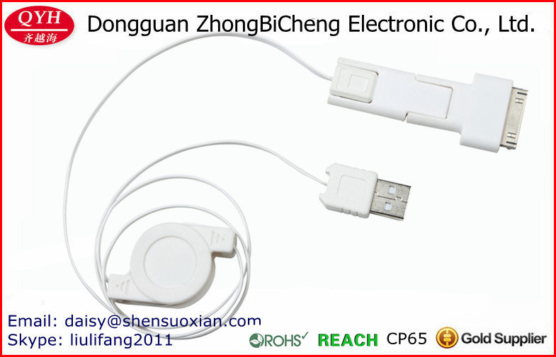 Flexiable 3 in 1 Retractable Standard 2.0 Usb Mobile Phone Multi Cable