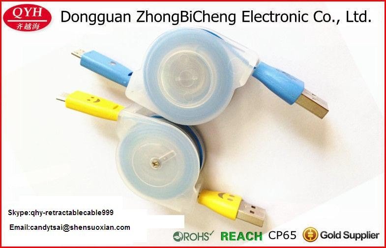 2014 Newest Retractable Micro 5pin Colored Led Lighting Usb Cable