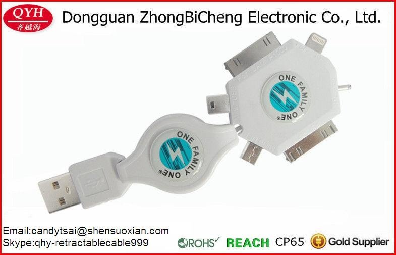 Travel Kit 6-in-1 Retractable Data Charging Cable& USB Multi Charge Cable