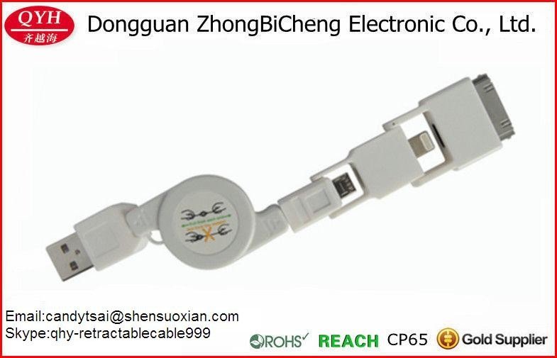 Retractable 3 In 1 Multi Usb Extension Data Sync Charger Cable For iPhone4 / 5