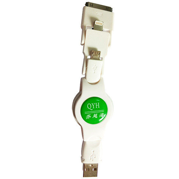 QYH Brand 3 IN 1 USB Retractable Cable for Cell phone charging sync data transfer