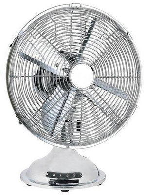 China Chrome 12 Inch Metal Blade Oscillating Fan 4 Blade 3 Speed For Singapore supplier