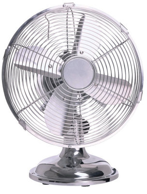 China Four Blade 30cm Metal Tabletop Fan , Australia 3 Speed Decorative Oscillating Table Fans supplier