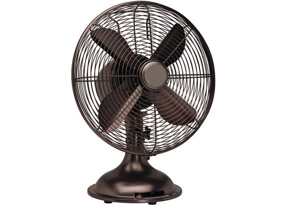 China 90 Degree Oscilating 12" Retro Table Fan 3 Speed 4 Blade Brushed Nickel CE GS supplier
