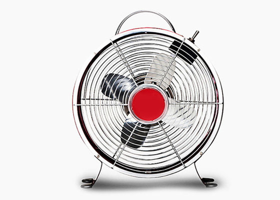 China Quiet Decorative Retro Electric Fan 2 Speed 4 Blade Metal Carry Handle supplier