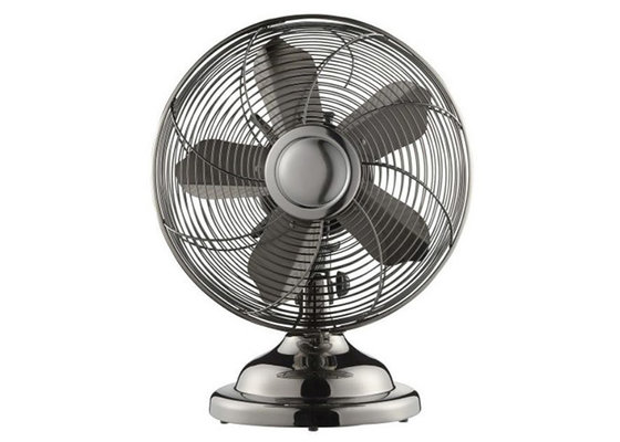China Brushed Nickel Portable Metal Desk Fan Strong Wind 120V 50HZ / 60HZ supplier