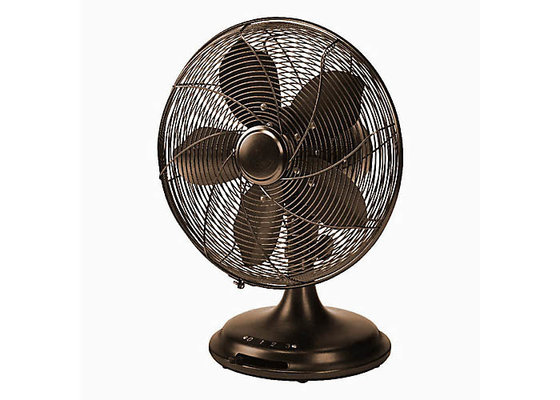 China Oil Rubbed Bronze Metal Desk Fan Aluminum Motor 4 Blade / Retro Electric Fan supplier