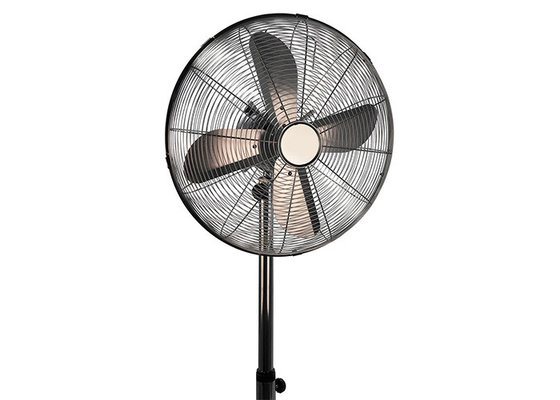 China Indoor Moving Metal Chrome Floor Standing Fan With Safety Grille & Stable Base supplier