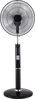 LED display 16inch figure 8 oscillating movement stand fan black with remote control supplier
