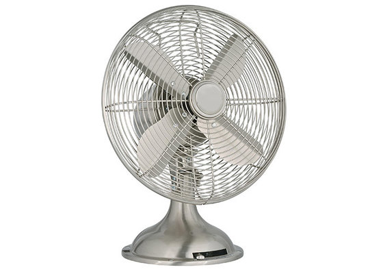 90 Degree Oscilating 12" Retro Table Fan 3 Speed 4 Blade Brushed Nickel CE GS supplier