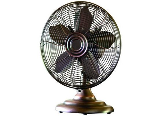 90 Degree Oscilating 12" Retro Table Fan 3 Speed 4 Blade Brushed Nickel CE GS supplier