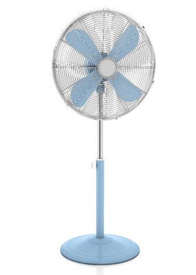 16" Oscillating Retro Standing Floor Fan On Pedestal Vintage Metal 45W supplier