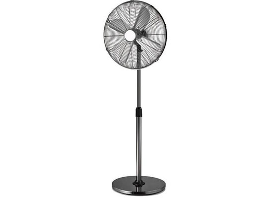 Pedestal Fan Chrome Black Metal Retro Standing Fan / 16 Inch Oscillating Fan supplier