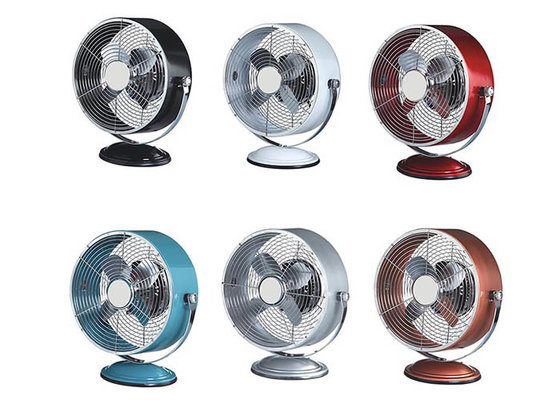 Metal Clock 8" Retro Electric Fan With Knob Switch / Portable Air Cooler supplier