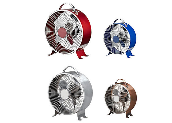 Metal Clock 8" Retro Electric Fan With Knob Switch / Portable Air Cooler supplier