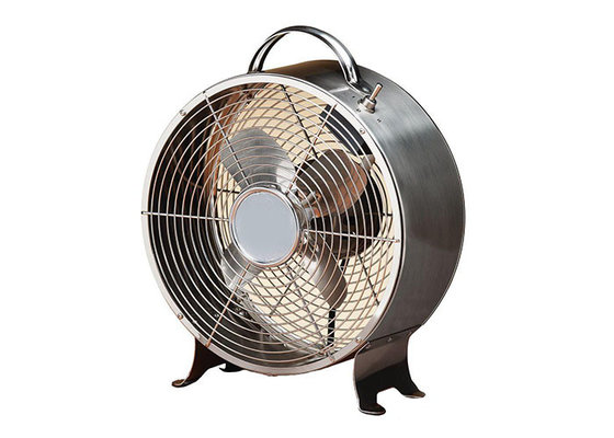 Household Electric Retro Desk Fan Built In Handle 3 Aluminum Blades supplier