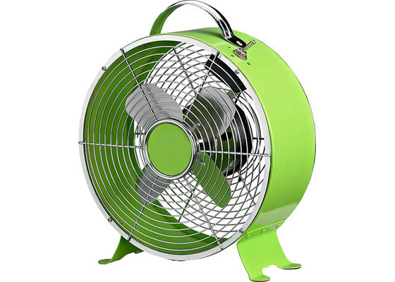 High Stability Green Retro Metal Desk Fan Two Speed 50Hz Air Flow Silver Stainless supplier