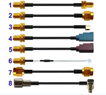 All kinds of cable assemblies, pigtails --SMA Bulkhead to MCX RA male, MMCX RA male