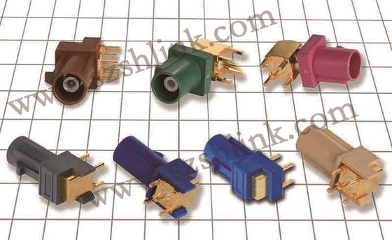 Fakra D code SMB Plug PCB mount right angled Male connector Purple for GSM,GPS systems